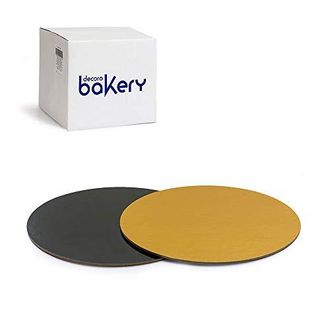 Decora 5933111 Packung mit 50 Tortentellern Ø 24 x 3 H mm, Farbe Gold und Schwarz, aus Karton, mit wasserdichter Folie beschichtet, ideal zum Präsentieren un