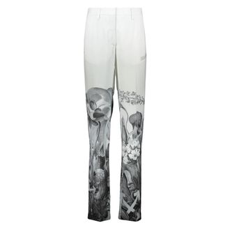 Off-white Hose mit Blumenmuster und Logo-Print - - Trousers - Damen - Wei&szlig; - XS