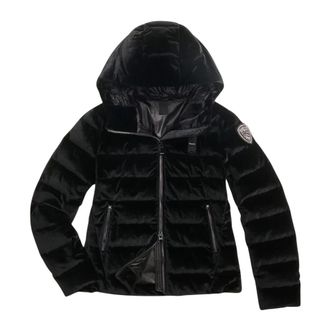 Blauer Velly Gl&auml;nzende Samt Daunenjacke - - Jackets - Damen - Schwarzk - M