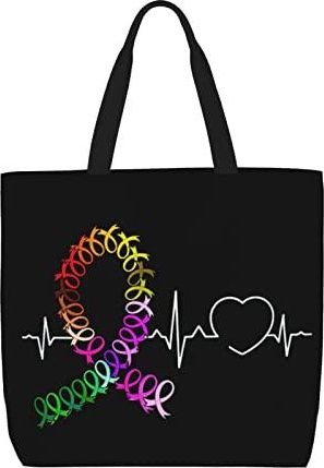 Generic Sac De Courses Luttez Contre Le Cancer En Toutes Couleurs : Rubans De Sensibilisation &Agrave; La Lutte Contre Le Cancer Sac &Agrave; Provisions En Toile Pliable Sa