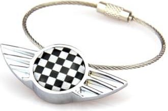 Generic Porte-clés en alliage chromé poli en forme daile compatible avec toutes les Mini Cooper One S JCW PJ03, Carreaux