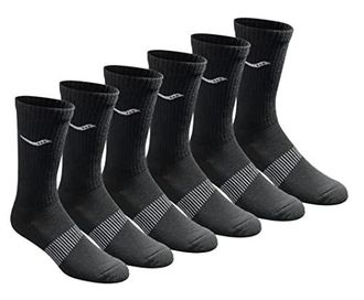 Saucony Rundry Mesh Ventilating Comfort Fit Performance Crew Socks, Available in L-XL (3, 6, 12 Chaussettes de Course, Pieds Solides Noirs (6 Paires), L (Lot 