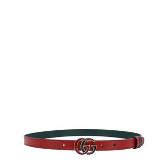 Gucci G&uuml;rtel - Narrow Red Leather Belt With Double-G Buckle - Gr. 85 - in Rot - f&uuml;r Damen