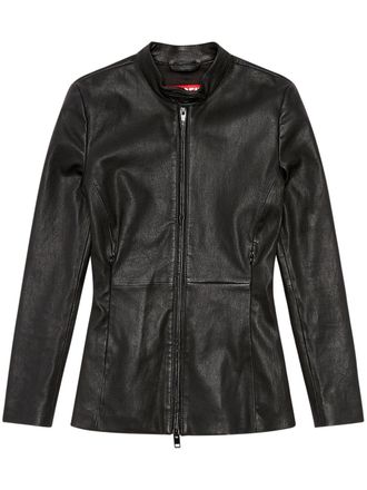 Diesel veste en cuir L-Sory-N1 &agrave; logo appliqu&eacute; - Noir