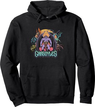 Disney Gargoyles Posing Under The Moon Epic Vintage Portrait Pullover Hoodie