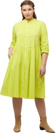 Ulla Popken Damen große Größen Übergrößen Plus Size Blusenkleid, A-Linie, Quernaht, Stehkragen, 3/4-Arm Limette 50+ 815711400-50+