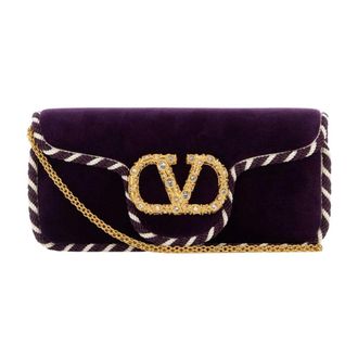 Valentino Garavani Femme, Sacs, Violet, Taille: ONE Size Loc&ograve; Mini Pochette en Velours