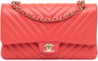 Chanel Hobo Bags - Medium Classic Chevron Lambskin Double Flap - Gr. unisize - in Rot - f&uuml;r Damen