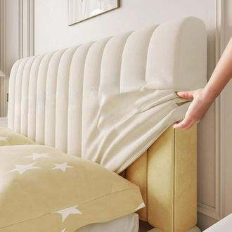 Generic Elastischer Vertikal gesteppter Samt Kopfteilbezug, Haustierfreundlicher & Einfach Anzubringender Schutzbezug, Kratzfester Staubschutz f&uuml;r Schlafzimme