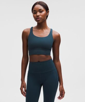 lululemon Energy BH Lang f&uuml;r Frauen - Gr&ouml;&szlig;e 10 in Indochine Blue
