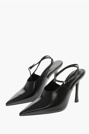 Givenchy Geb&uuml;rstete Leder-Slingbacks mit Kn&ouml;chelriemen 10cm Gr&ouml;&szlig;e 37