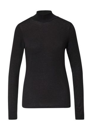 Comma Langarmshirt T-Shirt Feines Langarmshirt aus Lyocellmix mit Stehkragen