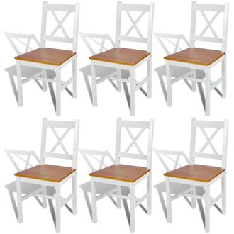vidaXL Vidaxl - Chaises à manger lot de 6 blanc pinède