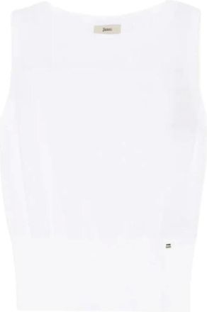 Herno Femme, Tops, Blanc, Taille: 38 FR Top sans Manches en Coton avec Taille D&eacute;finie