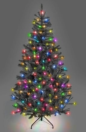 Shatchi 4ft/120cm Prelite K&uuml;nstlicher Weihnachtsbaum Alaskan Pine Schwarz 230 Spitzen Xmas Home Dekorationen 1,2m, 110 Mehrfarbige LEDs Metallst&auml;nder