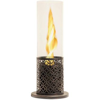 Dmora Bioethanol-Kamin Alme, &Ouml;kologischer Kamin, Rauchfreies Feuer, Heizung mit Ethanol, Made in Italy, 20x20 h50 cm, Schwarz und Gold - Dmora