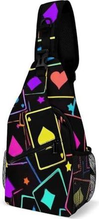 Generic Sacoche Port&eacute; &eacute;paule Carte &agrave; jouer magique n&eacute;on psych&eacute;d&eacute;lique Casual Sac De Poitrine Antivol Sac Poitrine pour Randonn&eacute;e Femme Cyclisme