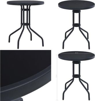 vidaXL Gartentisch Schwarz 60 cm Stahl und Glas - Gartentisch - Runder Tisch - Outdoor Tisch - Balkontisch - Terrassenm&ouml;bel - Home & Living