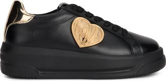 Love Moschino Baskets Logo Plaque Motif Coeur - Femme - Chaussures - Noir - Taille: 39 EU