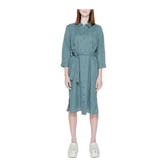 Street One Femme, Robes, Vert, Taille: 44 FR Robe Longue en Lin Collection Printemps/Été