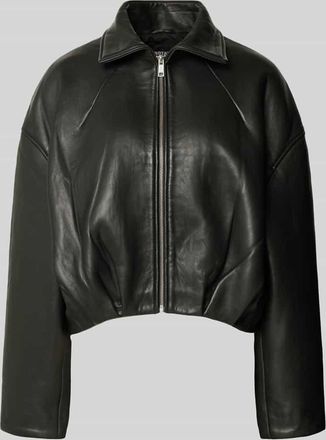 Rotate Cropped Lederjacke aus echtem Leder