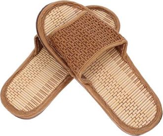 Garneck Pantoufles Tress&eacute;es Rotin &agrave; Semelle Plate pour Antid&eacute;rapantes et Respirantes Confortables pour Homme et Femme Couleur Abricot pour Maison et Usage Quo
