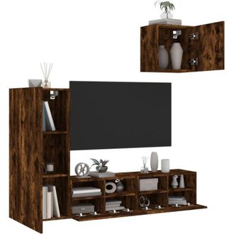 vidaXL 4-tlg. Wohnwand R&auml;uchereiche Holzwerkstoff Vidaxl