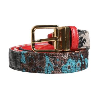 Dolce & Gabbana Femme, Accessoires, Multicolore, Taille: ONE Size Floral Jacquard Metal Buckle Belt