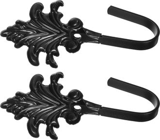 DOITOOL Blattf&ouml;rmiger Haken Satz Dekorative Gardinenhaken Robuste Wandhaken f&uuml;r Vorh&auml;nge und Duschvorh&auml;nge Schwarz Einfache Montage Vielseitiger Aufh&auml;ngehaken