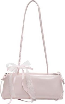Generic Sac à bandoulière en cuir pour femme avec noeud papillon Sac à main Satchel Sac à main tendance Sac sous les bras pour les voyages de travail, Rose, 3