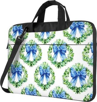 Generic Housse de protection antichoc pour ordinateur portable de 15,6, motif couronne de No&euml;l, noeud bleu, pour homme et femme, multicolore, 15.6 inch