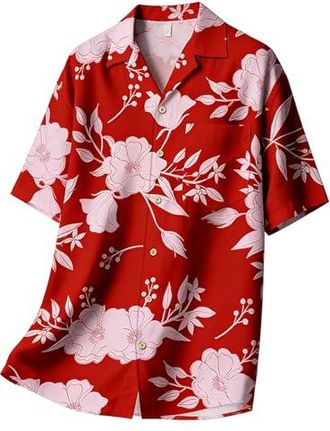Generico Chemise hawa&iuml;enne d&eacute;contract&eacute;e pour homme &agrave; manches courtes, v&ecirc;tement d&eacute;t&eacute; tropical, chemise en lin, chemisier basique, chemise d&eacute;t&eacute; unie, pour la pla