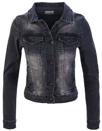 Rock Creek Damen Jeans Jacke &Uuml;bergangs Jacke Denim Blouson Stretch Kurz Classic Jeansjacken Urban Stonewash D-401 Anthrazit XXL