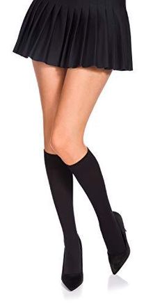 Romartex Mi Bas Femme Genou Haute Chaussettes en Microfibre 30 couleurs, noir