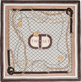 Twinset Femme, Accessoires, Brun, Taille: ONE Size Haut à Imprimé Chaîne et Ovale