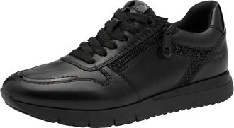 Tamaris Comfort Damen Sneaker flach Rund mit Rei&szlig;verschluss, Schwarz (Black), 41 EU