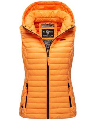 Marikoo Damen Kapuzenweste für den Übergangs Weste mit Kapuze Steppweste B915 [B915-Hasenp-Apricot-Sor-Gr.S]