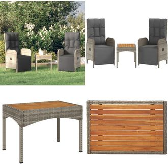 vidaXL Garten-Relaxst&uuml;hle 2 Stk. Mit Tisch Grau Poly Rattan - Outdoor Relaxsessel - Outdoor Relaxsessel - Home & Living