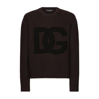 Dolce & Gabbana Homme, Pulls, Brun, Taille: L Pull Macro DG Logo Marron