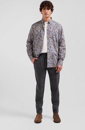 Eden Park Chemise En Popeline De Coton &Eacute;crue Microimprim&eacute; Floral Coupe Regular