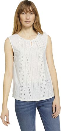 Tom Tailor Damen 1025778 Jaquard Top, 10315-Whisper White, XL