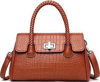 Generic Sacs &agrave; main et sacs &agrave; main pour femme - Grand sac &agrave; bandouli&egrave;re en crocodile avec poign&eacute;e sup&eacute;rieure - Tendance - Pour femme, jaune, Large