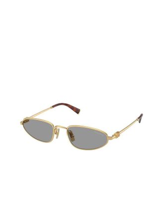 Miu Miu Womens Miu Sunglasses Grey-Gold Metal Eyewear - Grey/gold