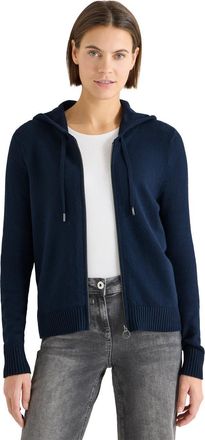 Cecil Cosy Cardigan mit Hoodie deep Denim Blue Melange XS