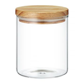 Ambition Vorratsglas mit Deckel 1 l rund Nordic Glasbehälter mit Holzdeckel für Lebensmittel luftdicht