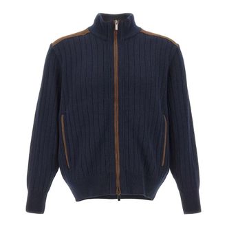 Paul & Shark Woll-Kaschmir-Rei&szlig;verschluss-Strickjacke - - Knitwear - Herren - Blau - M