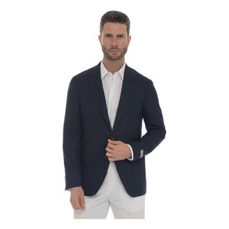 Canali Strukturierte Wolljacke mit aufgesetzten Taschen - - Jackets - Herren - Blau - 3XL