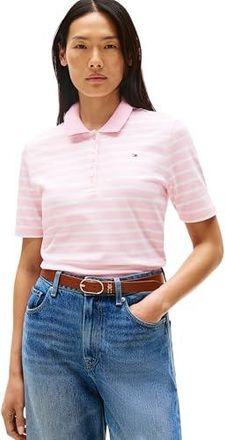 Tommy Hilfiger Polo Manches Courtes Femme 1985 Pique Regular Fit, Multicolore (Breton STP Classic Pink/Ecru), M