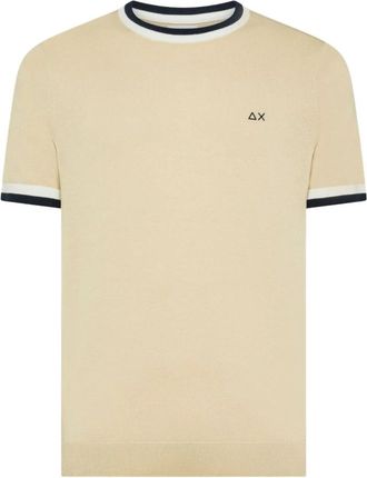 Sun 68 Homme, Tops, Beige, Taille: M T-Shirt Sweater Stripes Details S/S