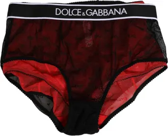 Dolce & Gabbana Femme, Sous-vêtements, Noir, Taille: 38 FR Gaine Haute Taille Noire et Rouge